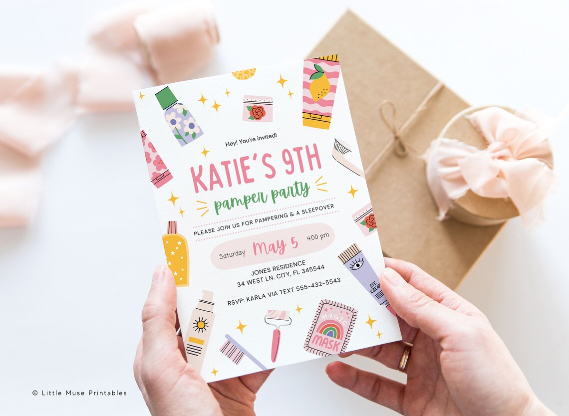 Girls Pamper Party Invitation for Canva Editable Spa Party - Etsy