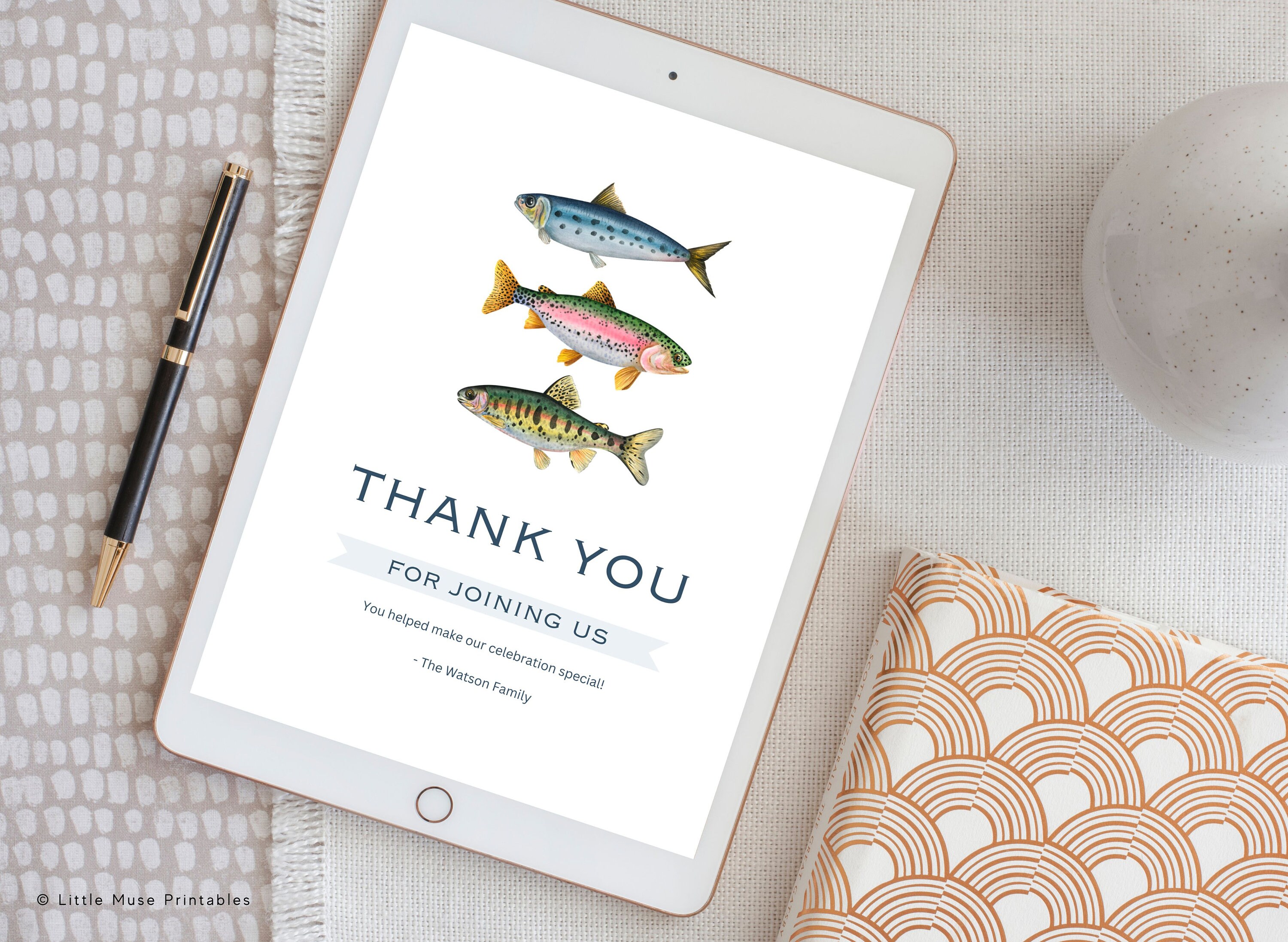 Fly Fishing Birthday Thank You Card for Canva, Fishing Birthday Thank ...