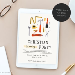 Tools Birthday Invitation Template for Canva, Builder Birthday, Mens ...