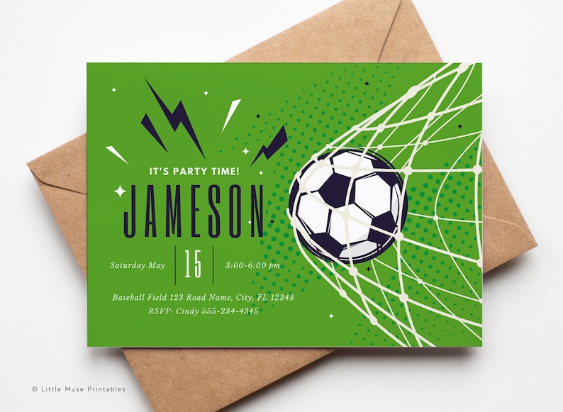 Soccer Birthday Invitation Template Canva, Futbol Invitation, Soccer ...