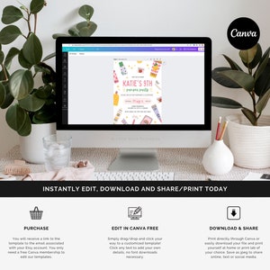 Girls Craft Party Invitation for Canva, Editable Arts and Crafts ...