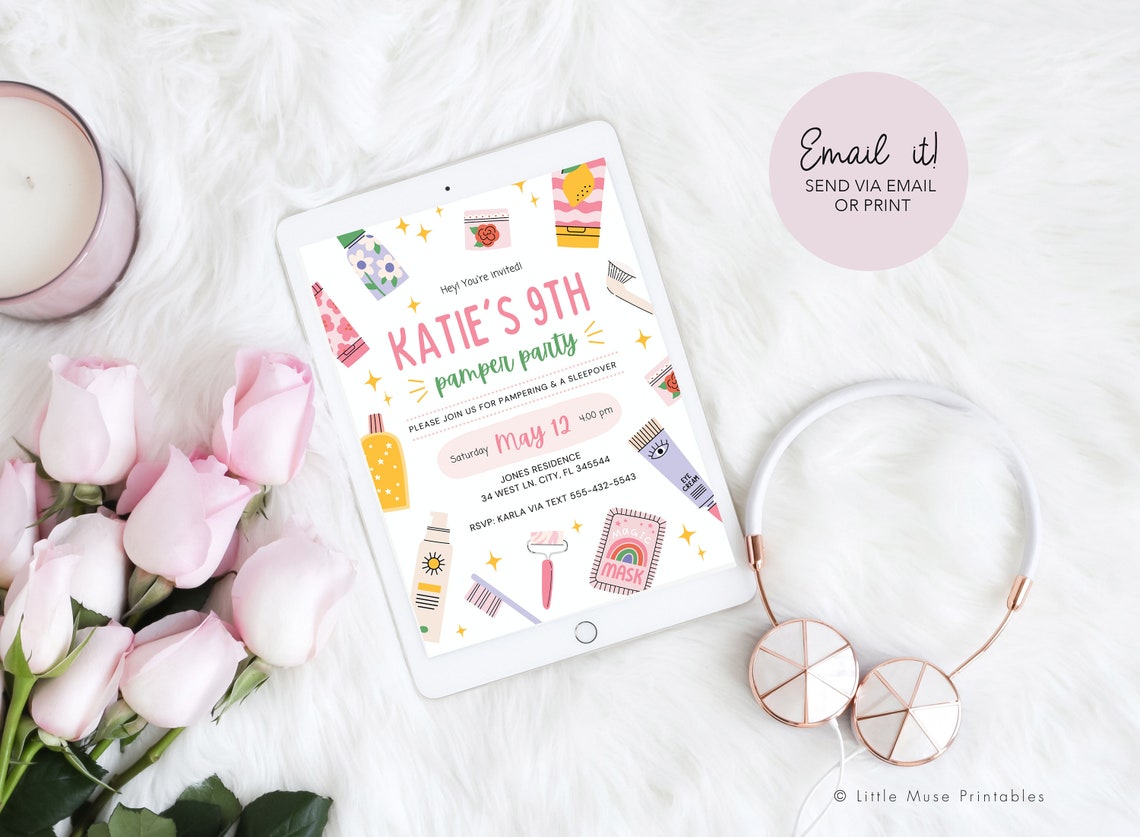 Girls Pamper Party Invitation for Canva Editable Spa Party - Etsy