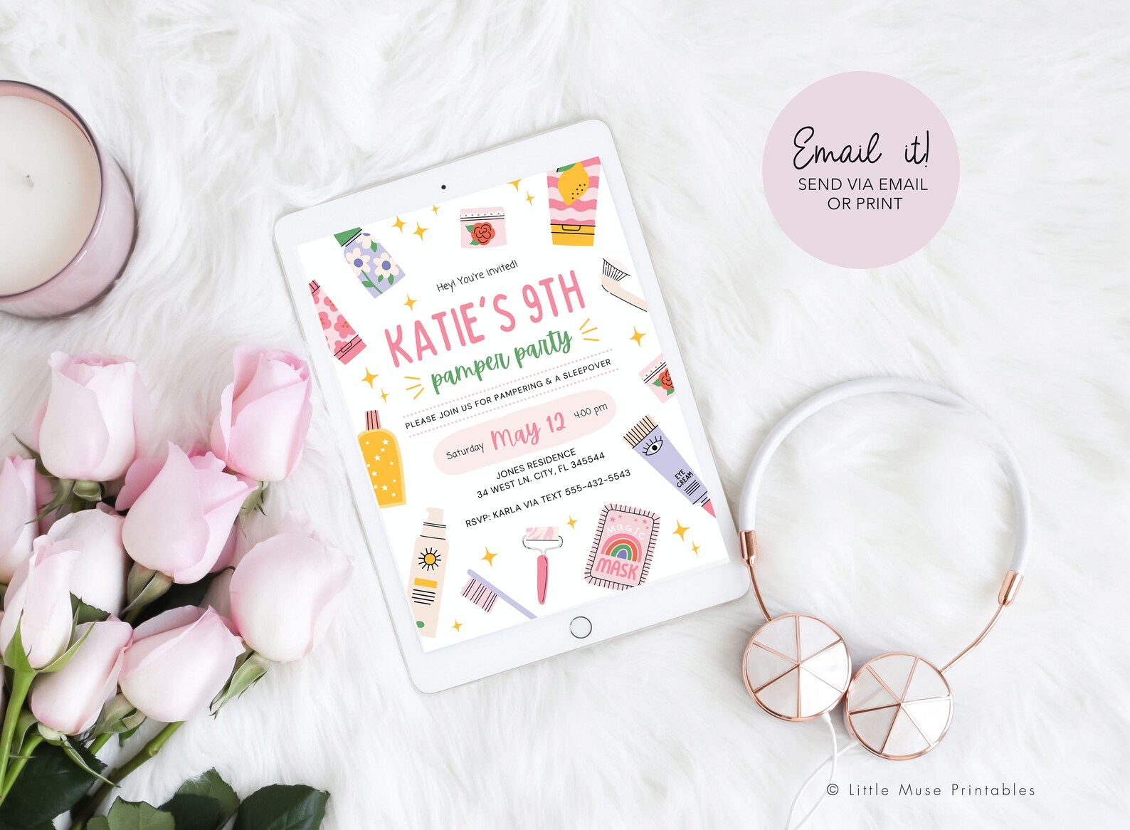 Girls Pamper Party Invitation for Canva Editable Spa Party - Etsy