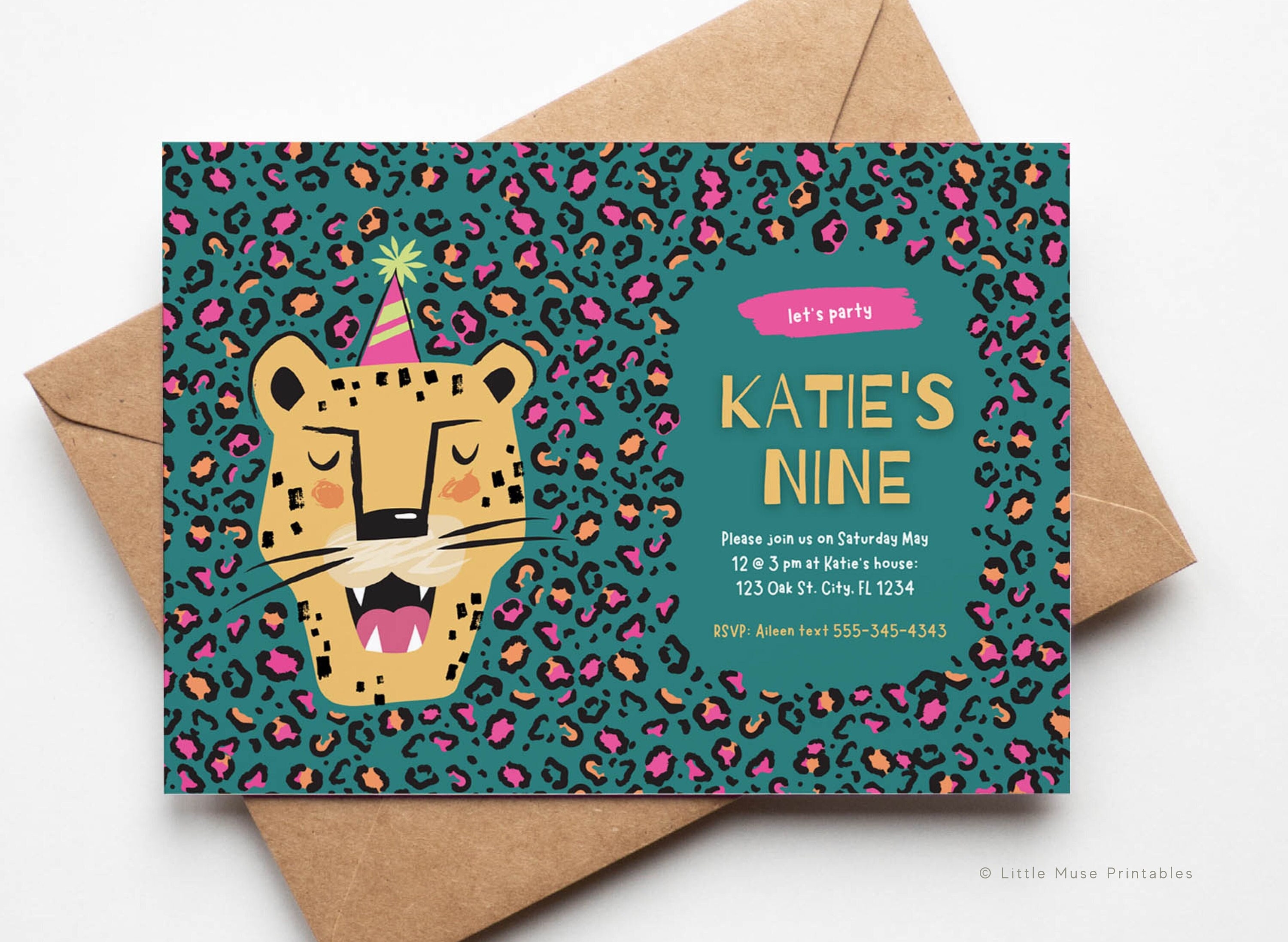 Printable Cheetah Birthday Party Invitation for Canva, Animal Print ...