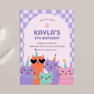 Editable Kitty Cat Birthday Invitation: Canva Template (digital ...