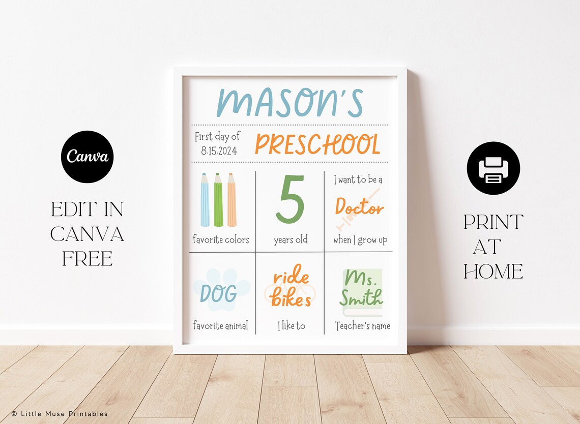Editable First Day of School Sign, Printable First Day of School ...