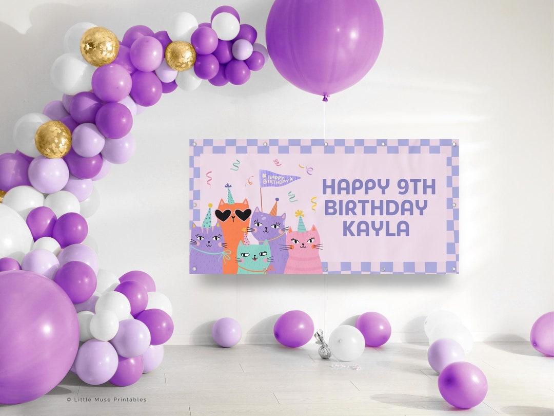 Editable Cat Birthday Party Banner: Kitten Theme (digital Download) - Etsy