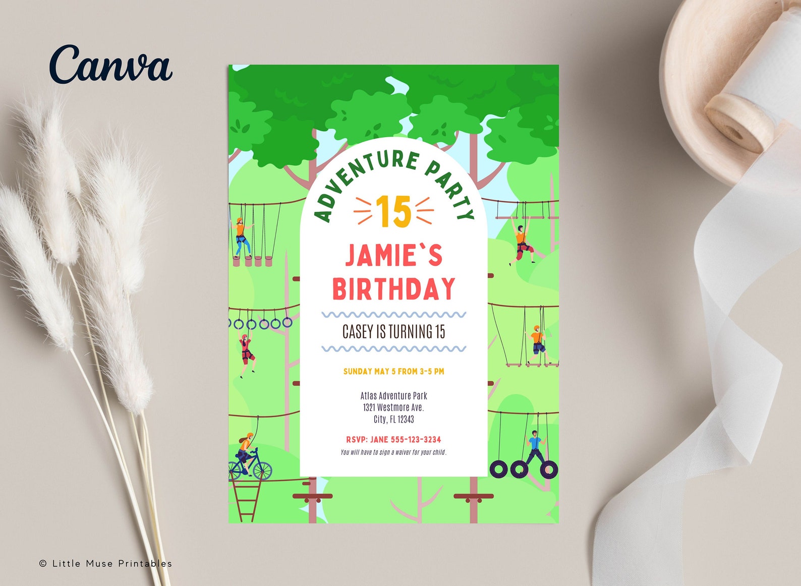Adventure Birthday Invitation for Canva, Climbing Party Invitation ...