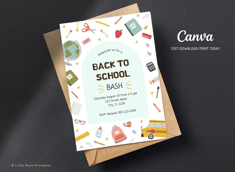 Back to School Party Invitation: Editable Canva Template (digital ...