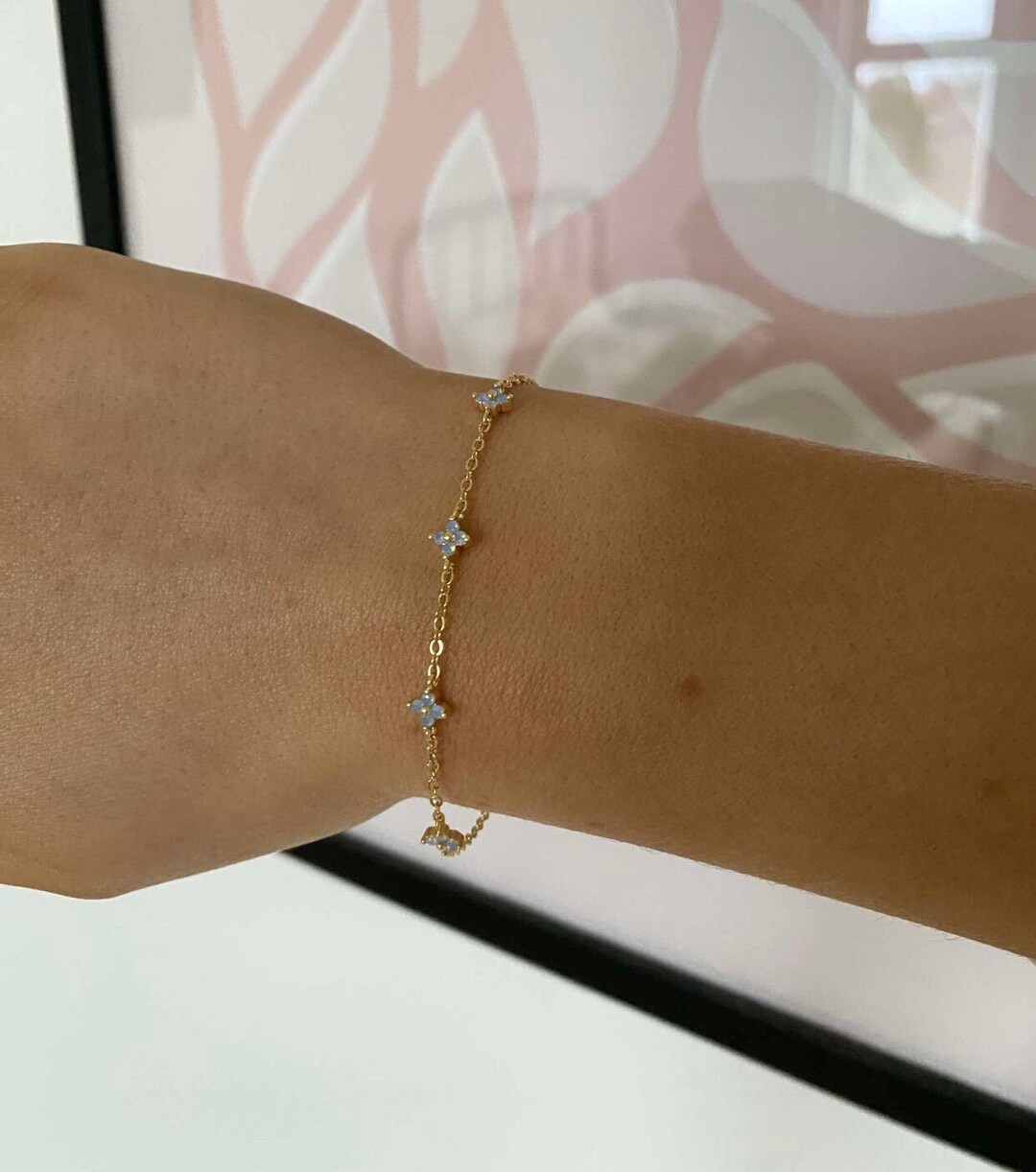 Blue Pearl Daisy Bracelet, Blue Pearl Bracelet, Blue Pearl Flower ...