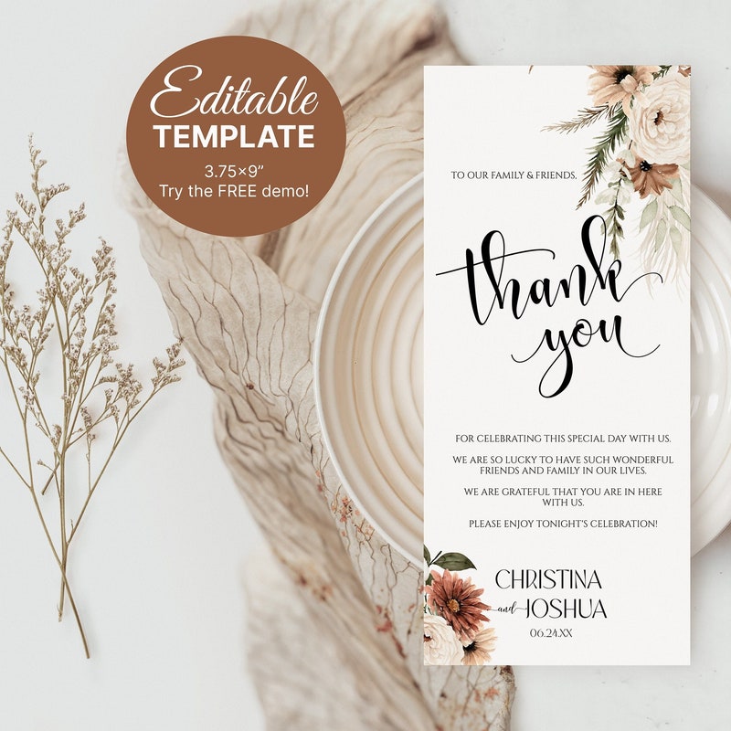 Boho Thank You Cards - Etsy