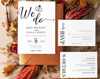 Minimalist Wedding Invitation Template Set Wedding Invitation - Etsy