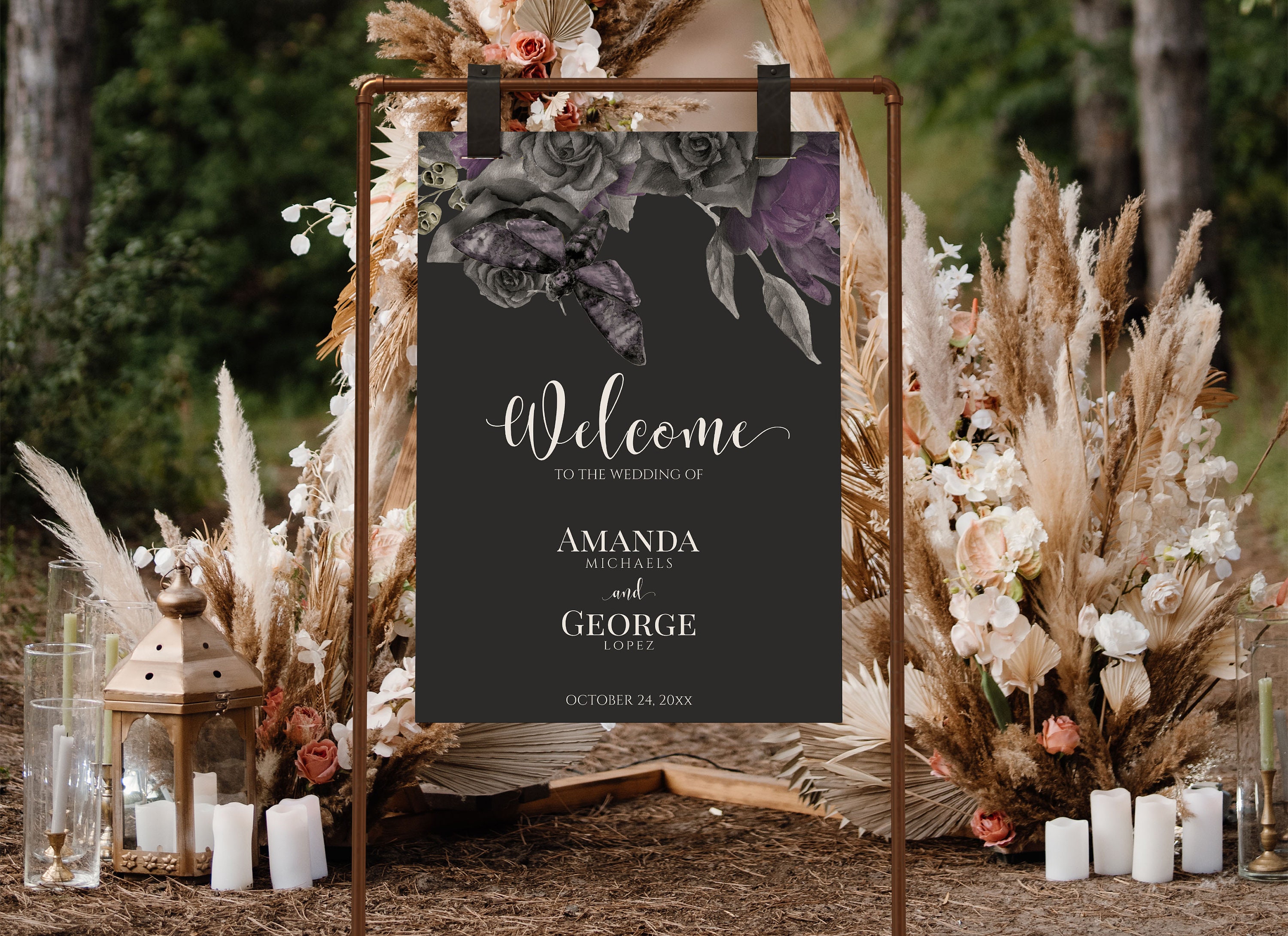 Gothic Wedding Welcome Sign, Halloween Bridal Shower Welcome Sign ...