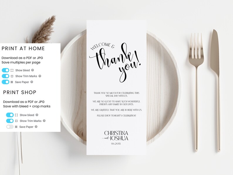 Welcome Note Welcome Letter Place Setting Thank You Wedding Thank You ...