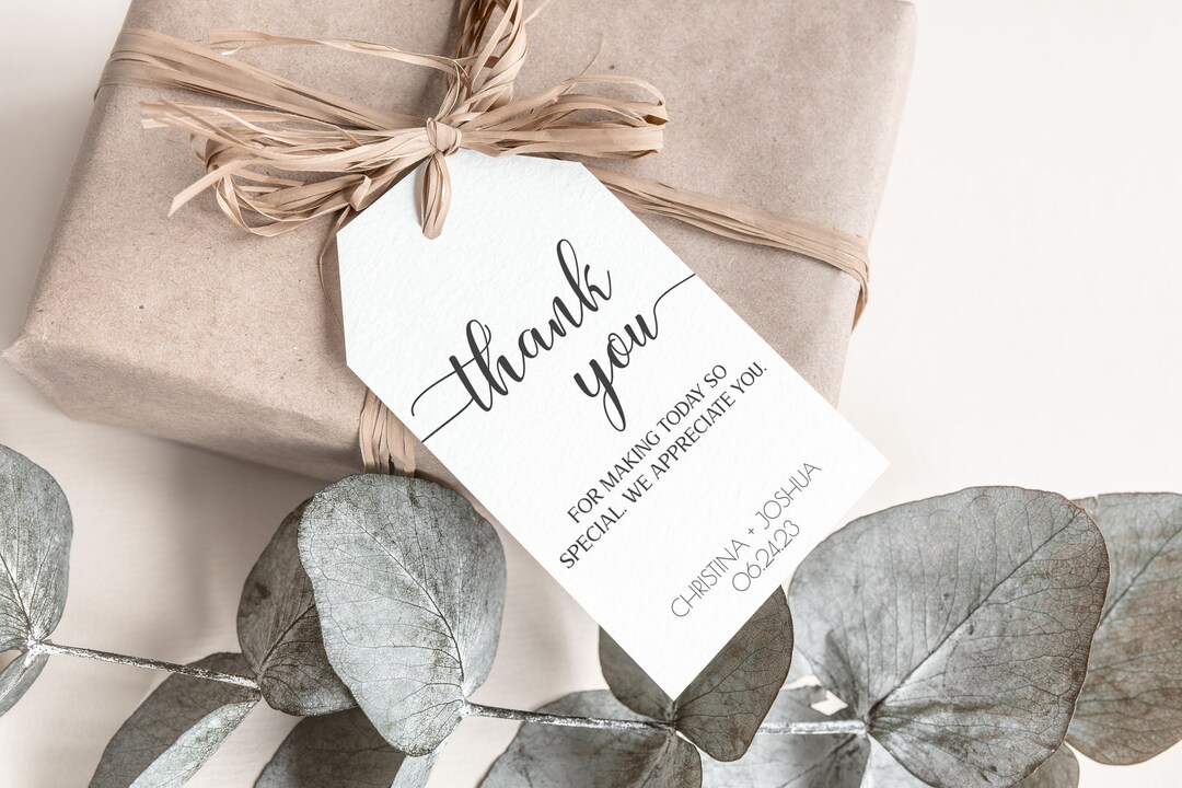 Minimal Wedding Favor Tag, Rehearsal Dinner Favor Tags and Bags ...
