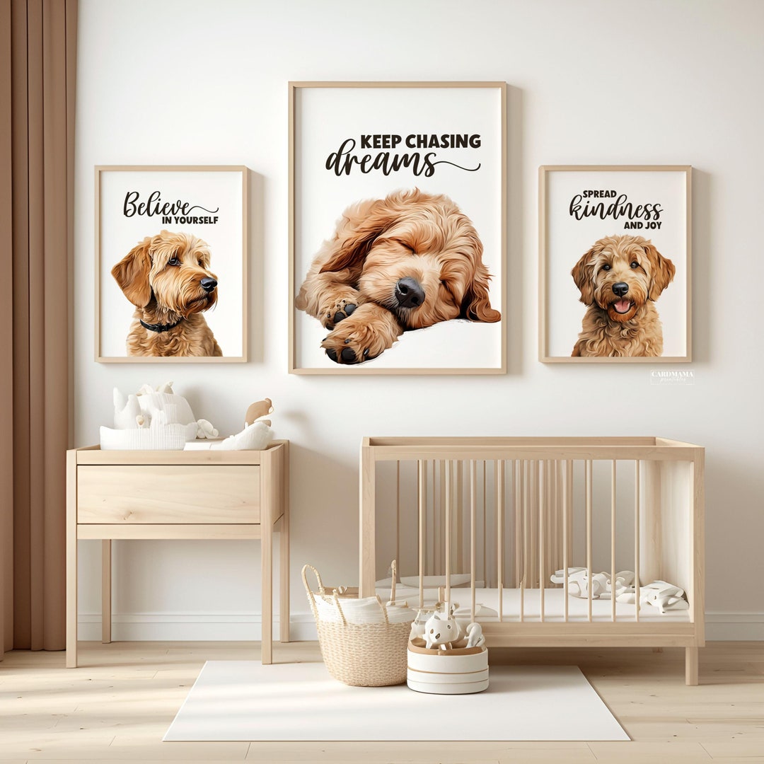 Nursery Wall Art Goldendoodle, Goldendoodle Nursery Decor, Cute Dog Art ...