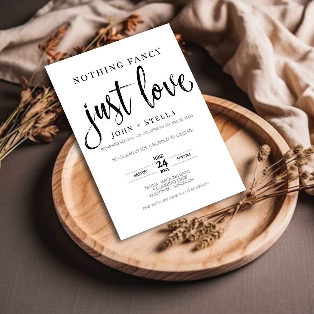 Small Wedding Reception Invite, Nothing Fancy Just Love Digital or ...
