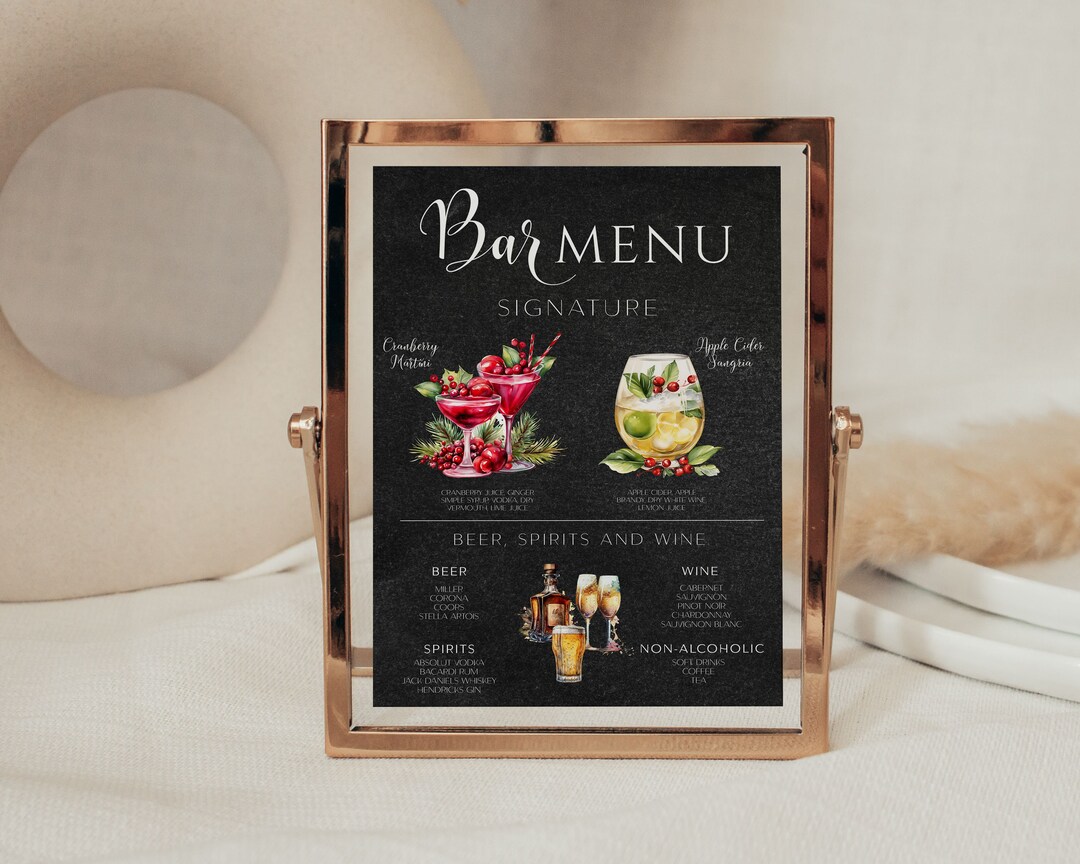 Chalkboard Bar Sign, Specialty Cocktail Menu, Modern Bar Menu Template ...