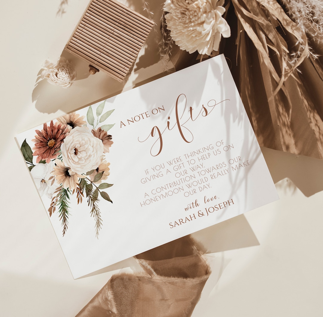 Wishing Well Card A Note on Gifts Card Wedding Gift Request Wishing ...