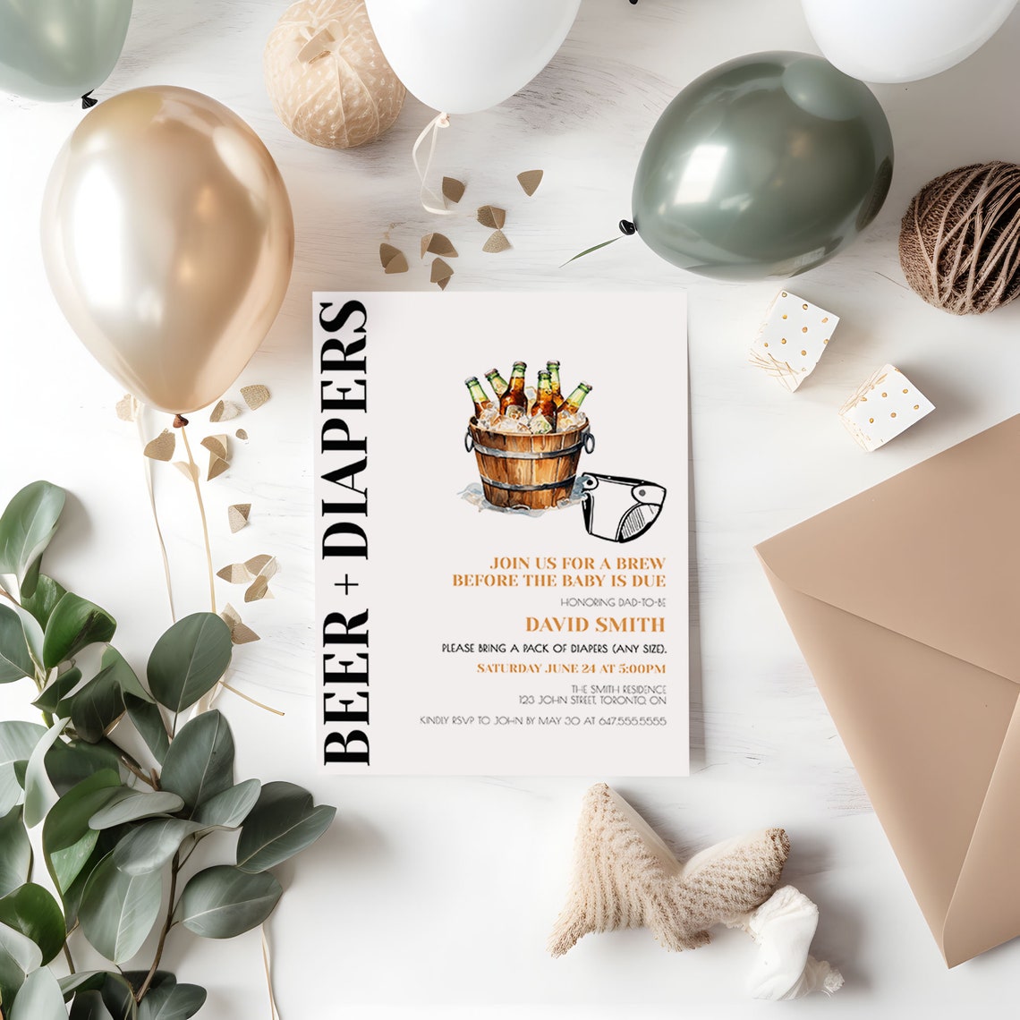 Beer and Diapers Invitation Beer and Diaper Party Invite Beer and ...