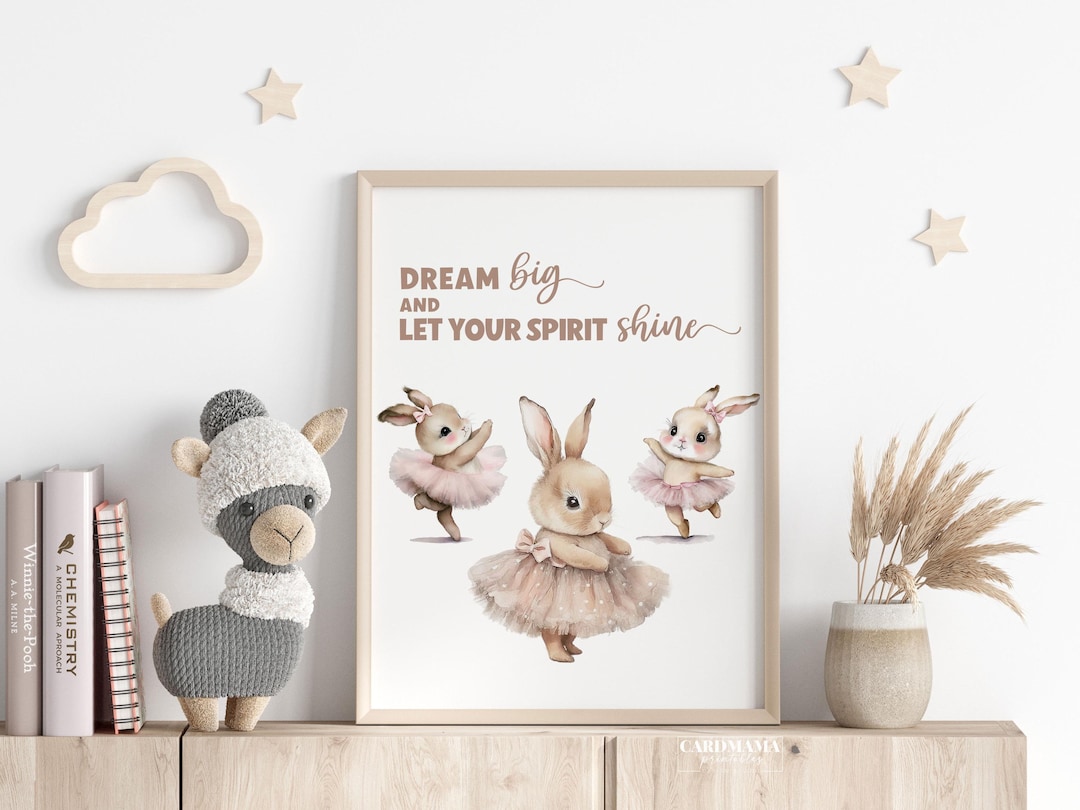 Ballerina Bunny Wall Art, Ballerina Bunny Nursery Print, Nursery Art ...
