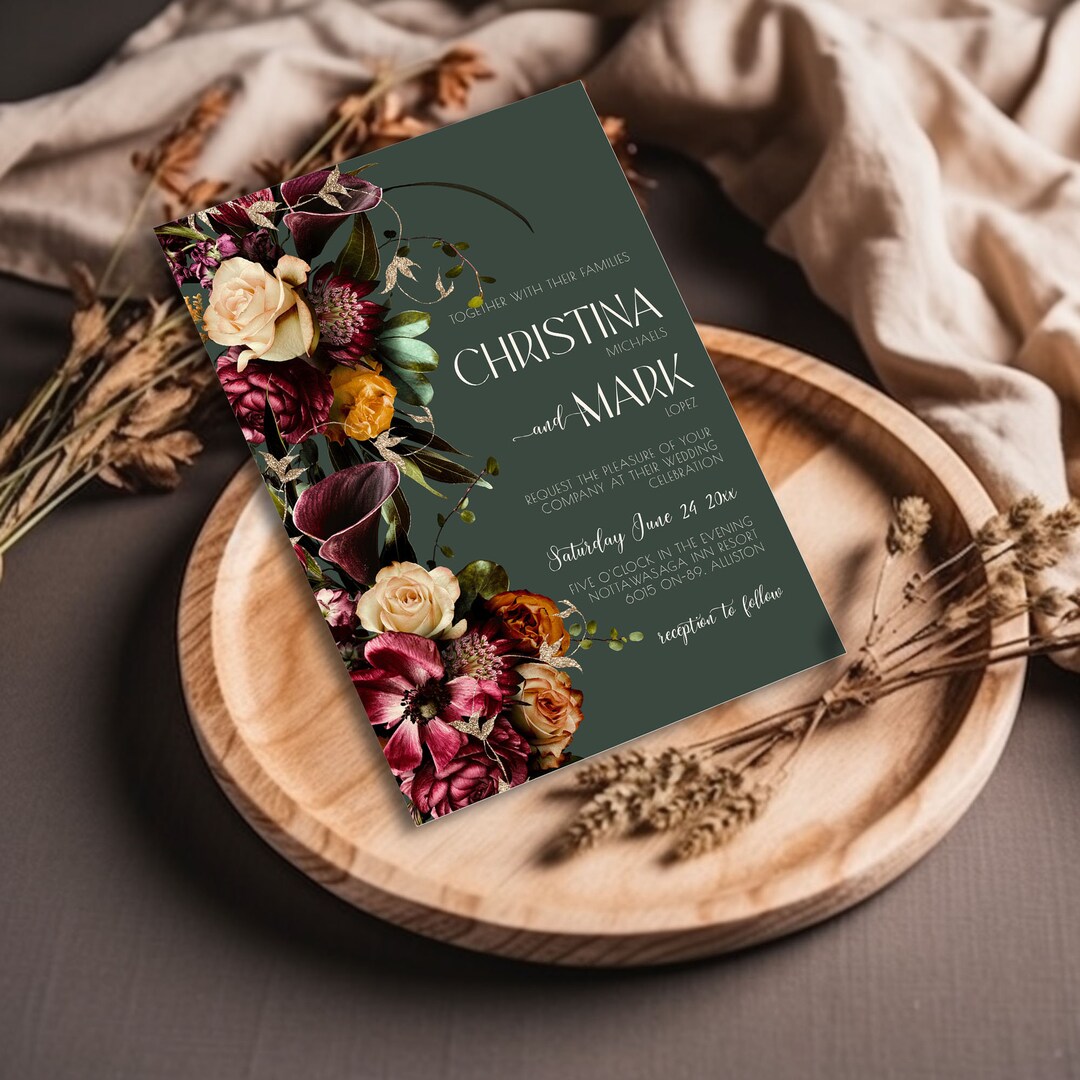 Fall Boho Wedding Invitation Wedding Invitations With RSVP Cards ...