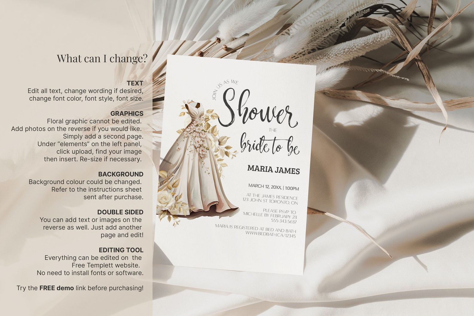 Wedding Dress Bridal Shower Invitations, Wedding Dress Shopping ...