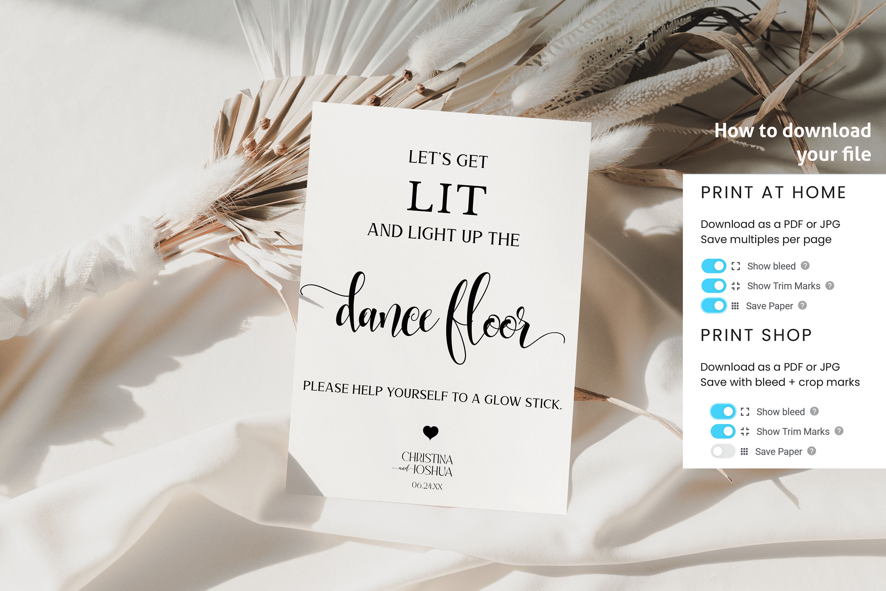 Light up Sticks Wedding Sign, Wedding Dance Floor Light up | Light up ...