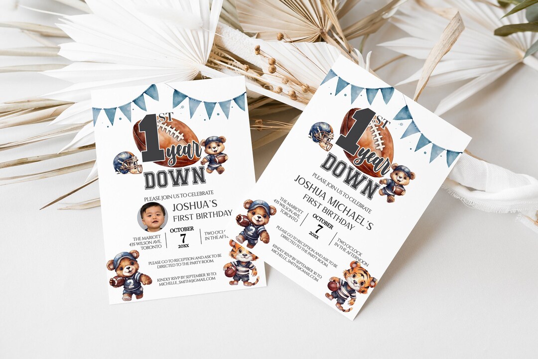 1st Year Down Digital Invitation, First Year Down Invitation, First ...