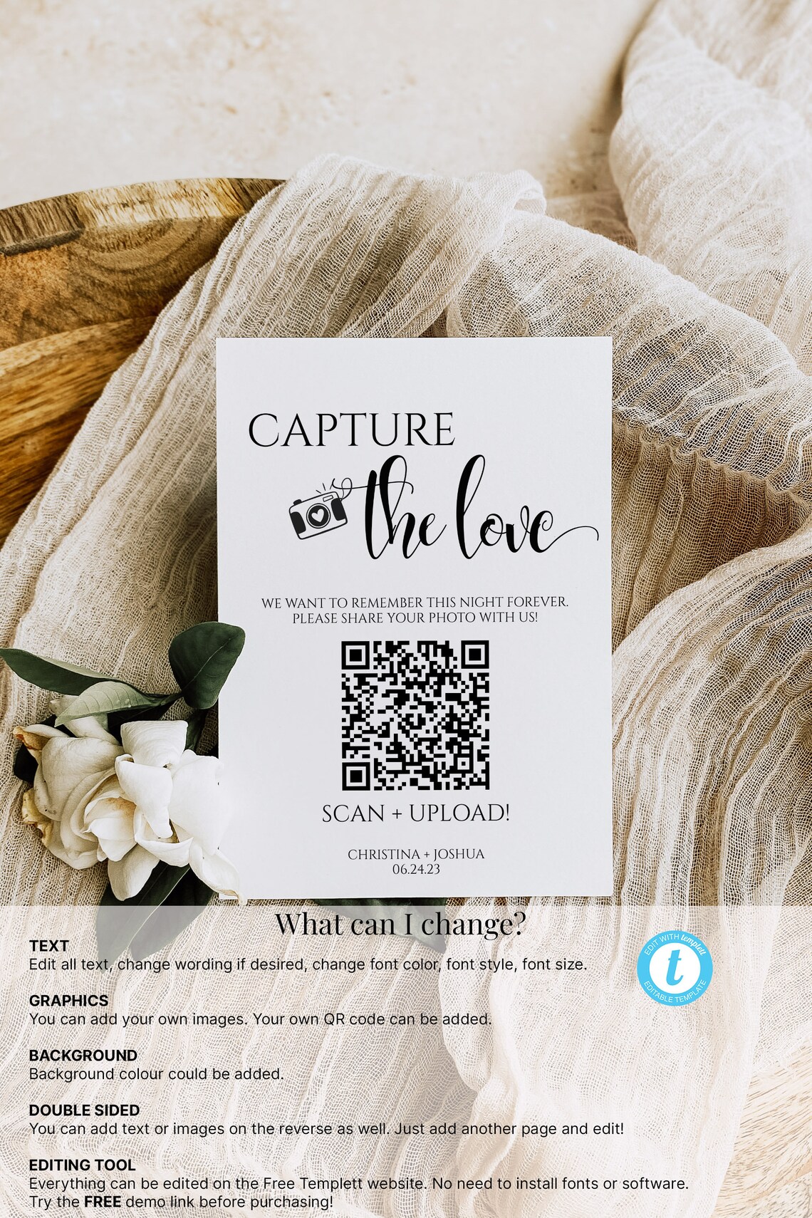 QR Code for Photo Sharing Wedding QR Code Sign Wedding Photos Photo ...