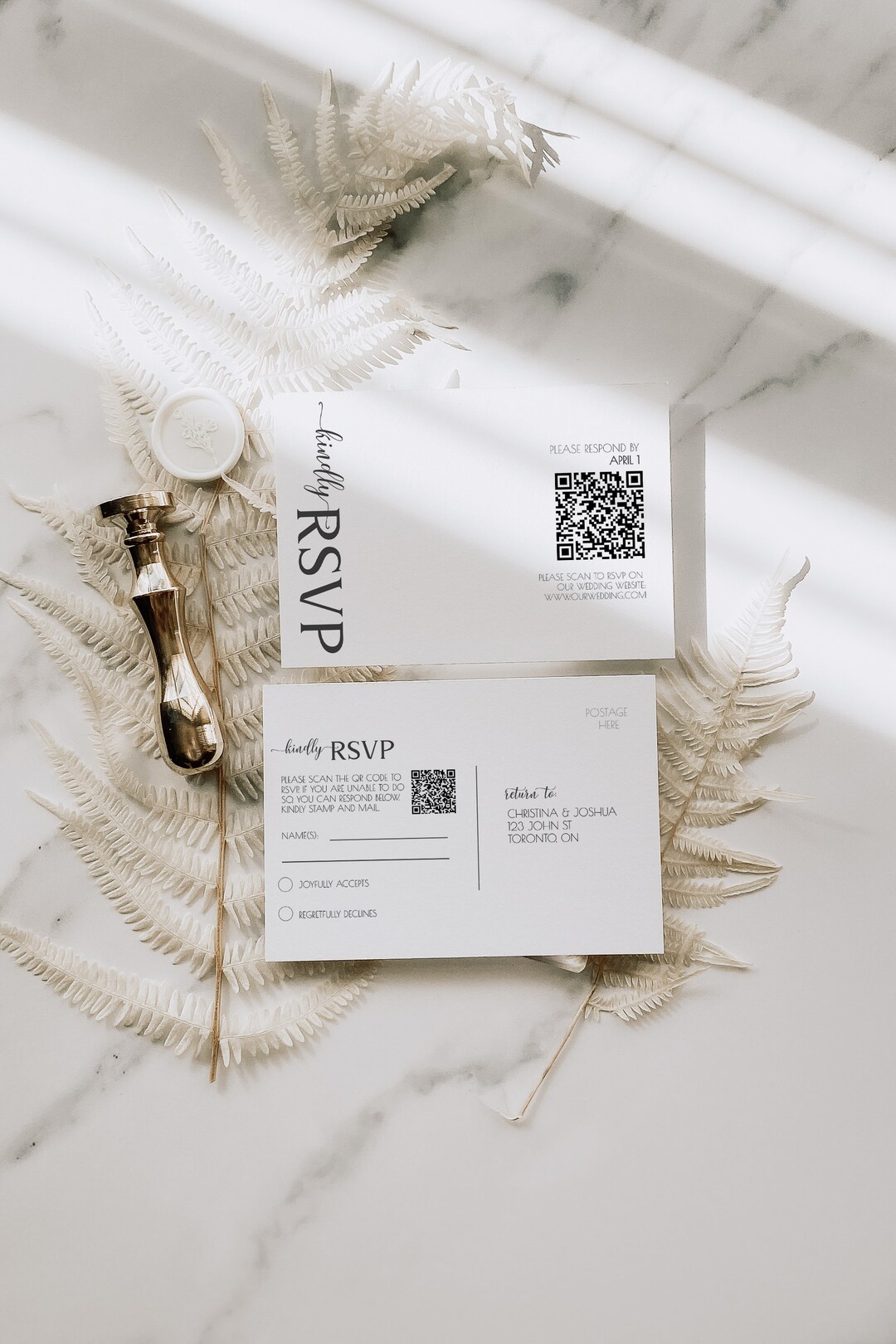 QR Code Wedding Rsvp Card Template | Modern Wedding Reply Card ...
