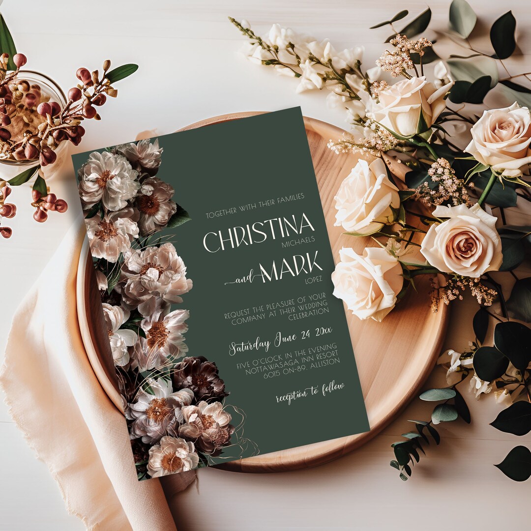 Peony Invitations Wedding Suite, Wedding Invitation Suite With Peonies ...