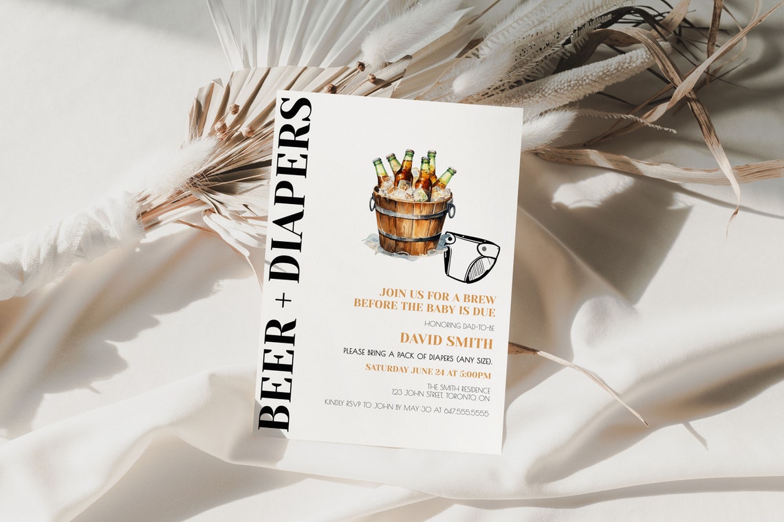 Beer and Diapers Invitation Beer and Diaper Party Invite Beer and ...