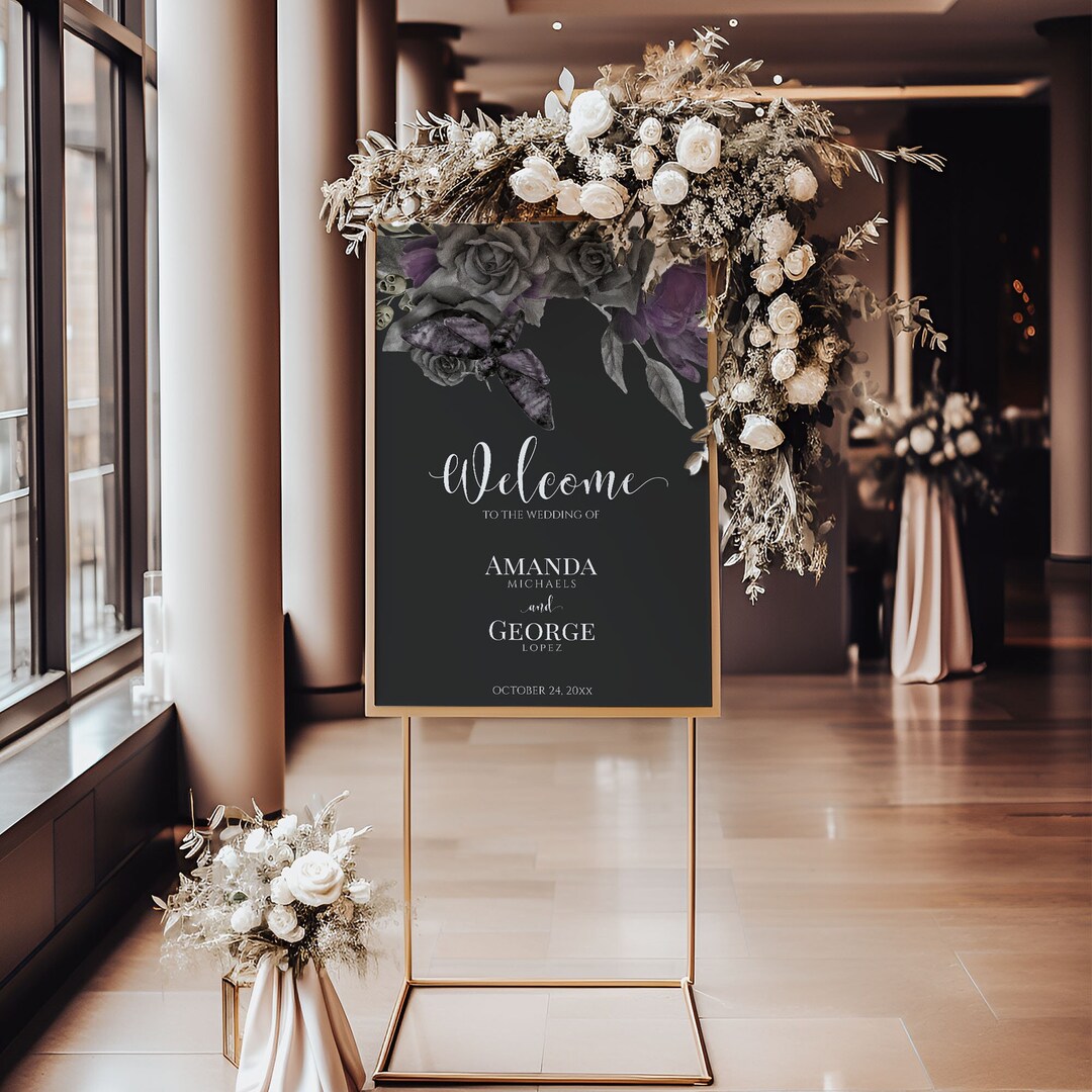 Gothic Wedding Welcome Sign, Halloween Bridal Shower Welcome Sign ...