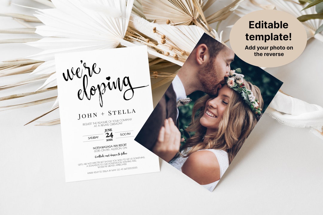 We Are Eloping Invitations, Were Eloping Reception Invitation, Were ...