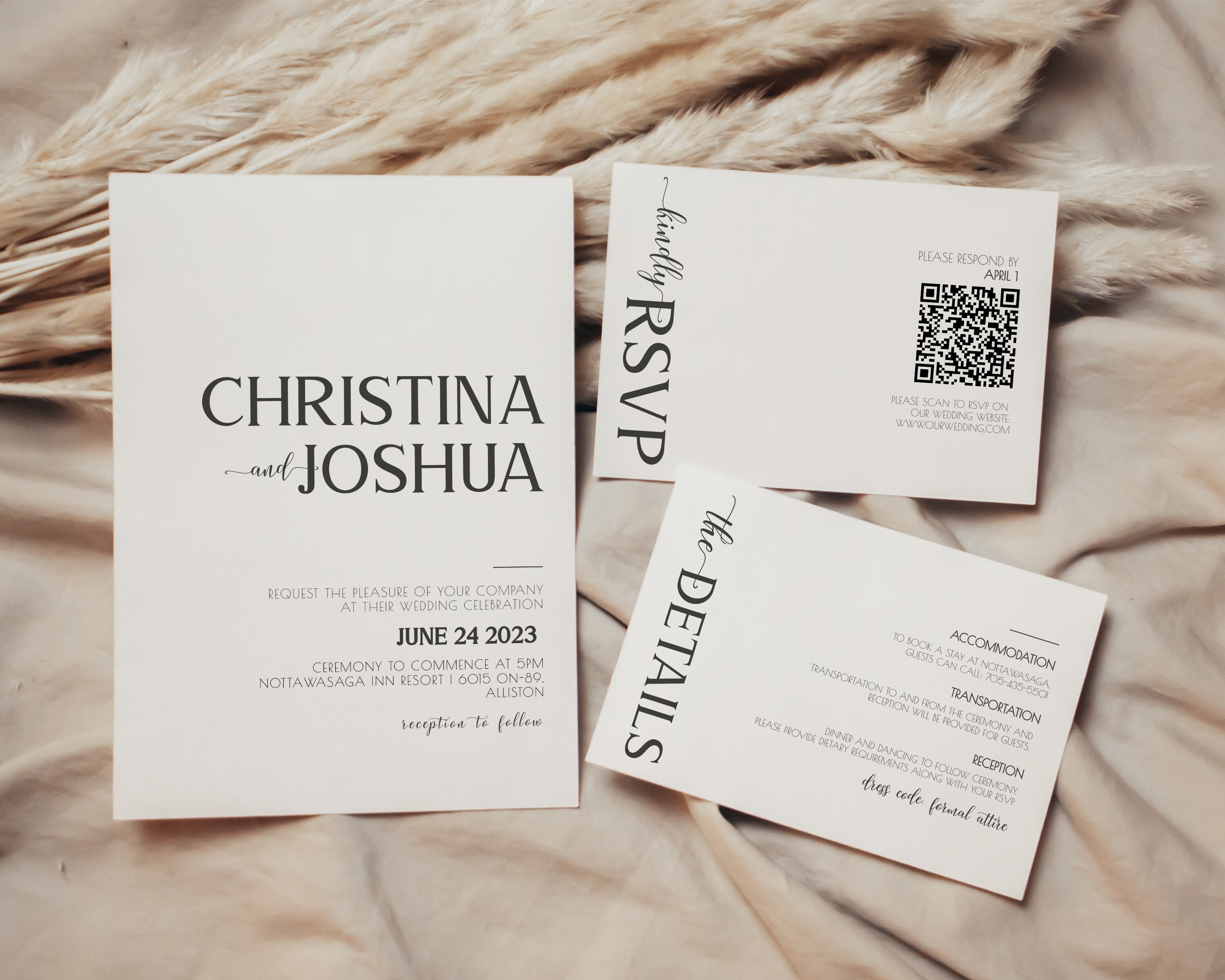 Minimal Wedding Invites With QR Code Rsvp Qr Code Classic Wedding ...
