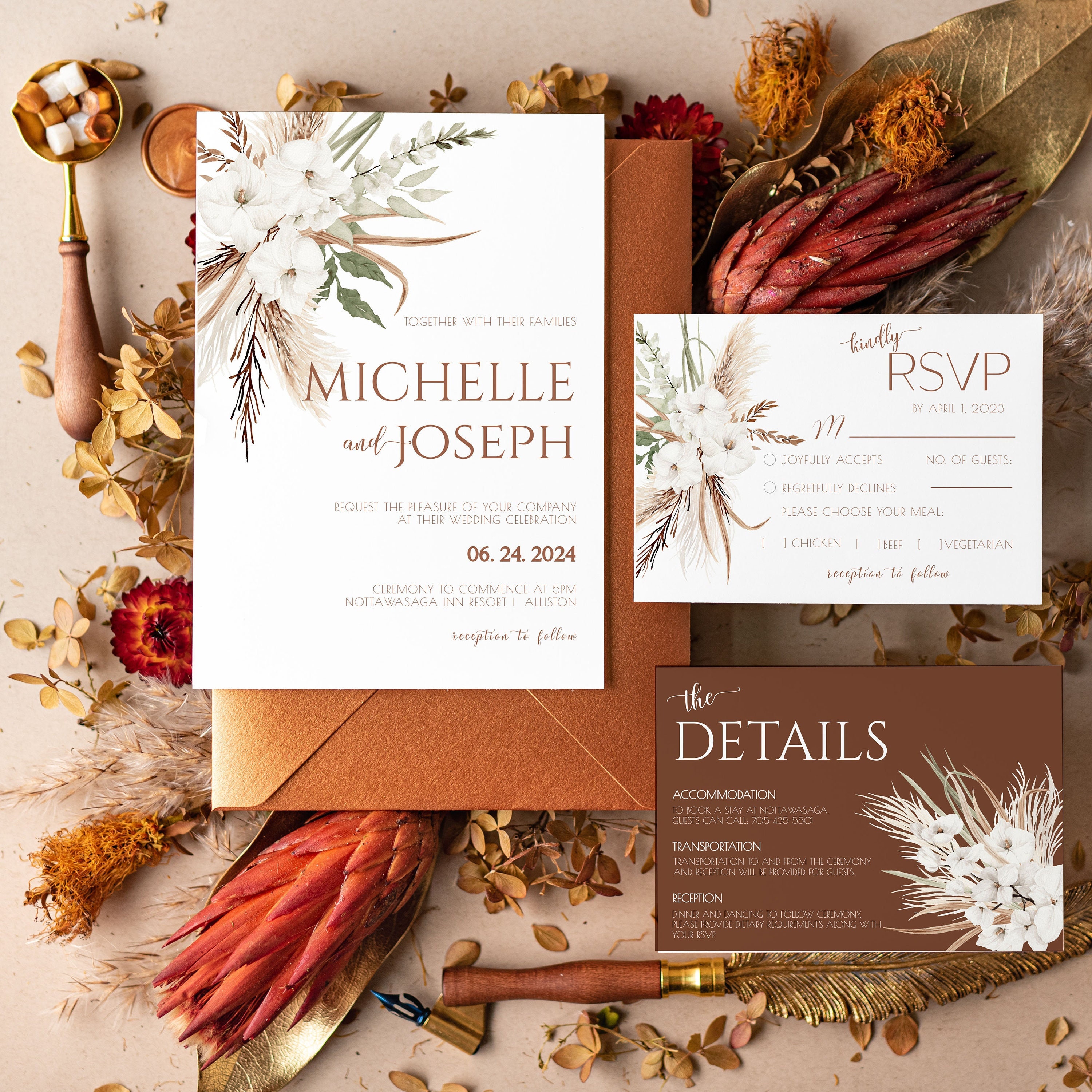 Terracotta Wedding Invitation Bundle Wedding Invitation Rust Orange ...