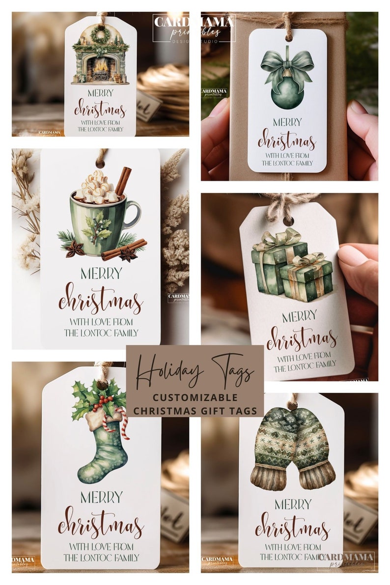 Christmas Printable Gift Tags, Holiday Tags, Downloadable Christmas ...