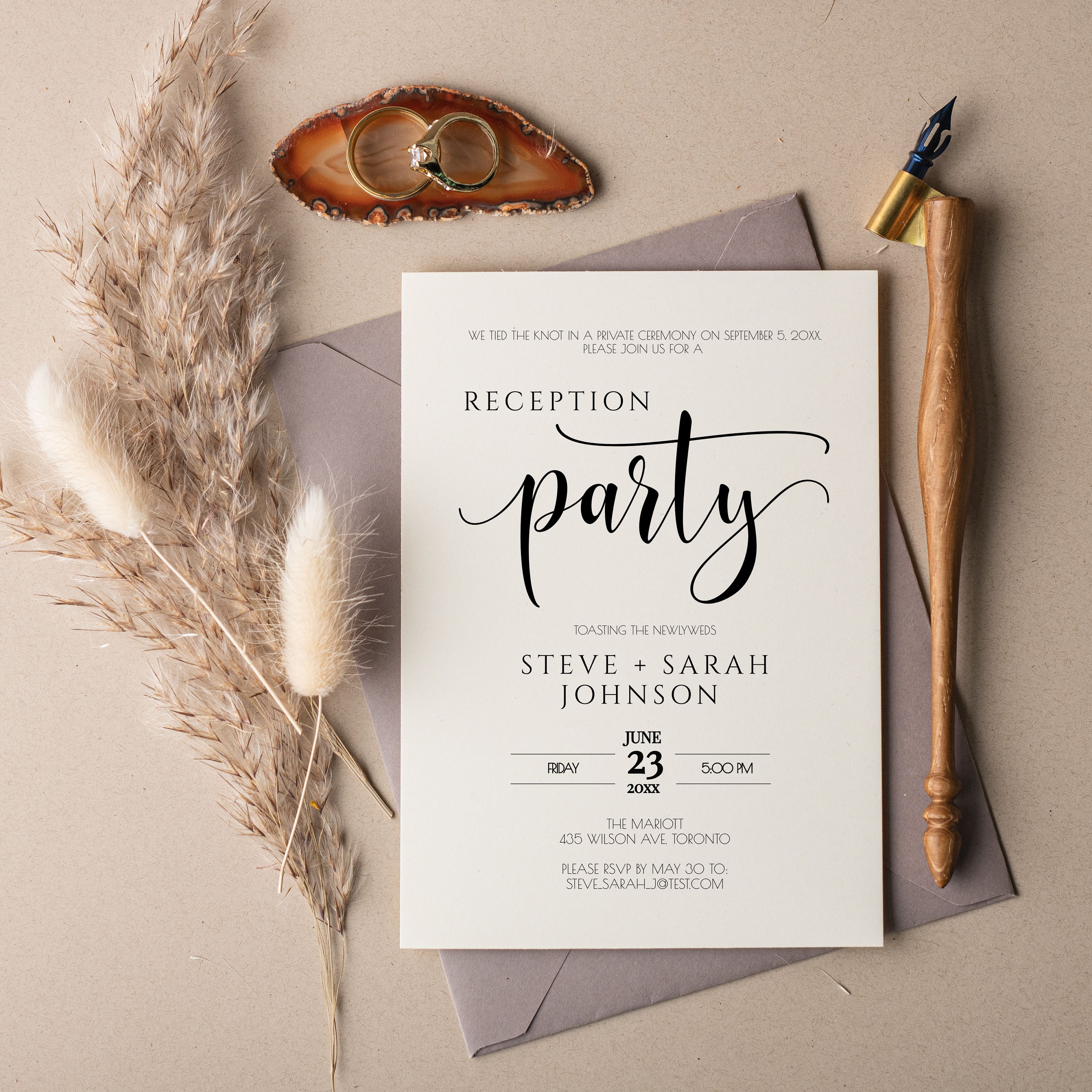 Wedding Reception Only Invitations Printable Elopement After Party ...