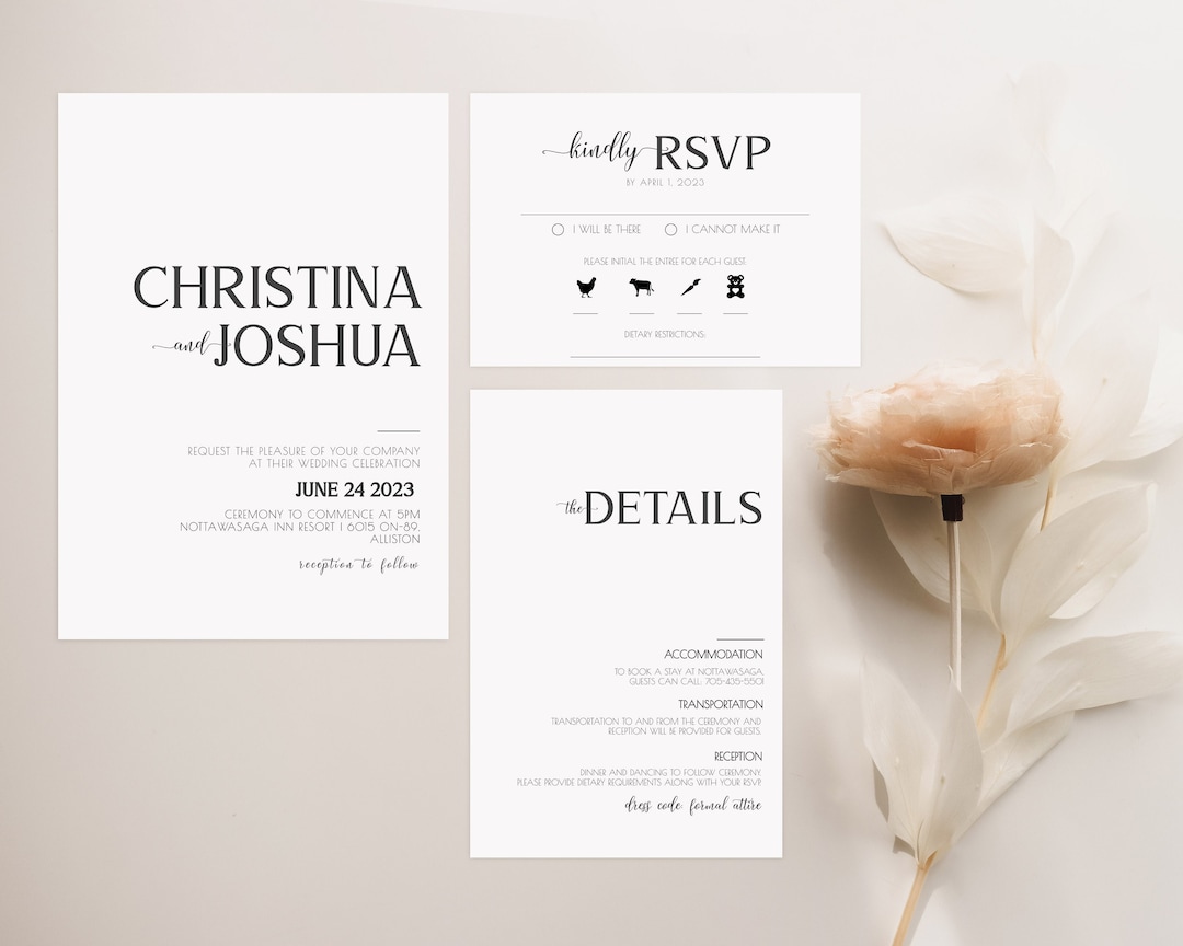 Wedding Invitations With Menu Options Meal Choice Card for Wedding ...