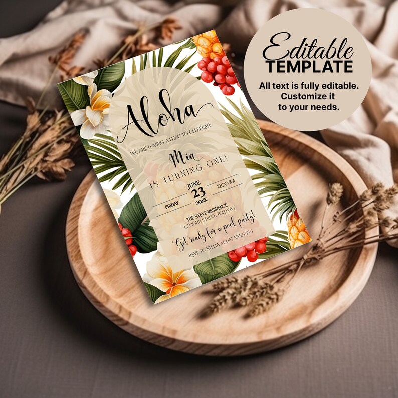 Printable Invitations Pineapple, luau invitation, template, Birthday ...