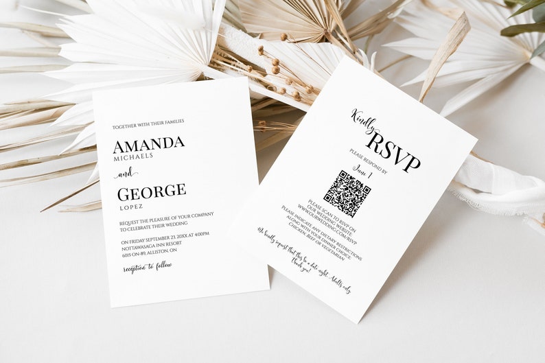 Wedding Invite With Qr Code and Pictures, Wedding Invite Printable ...