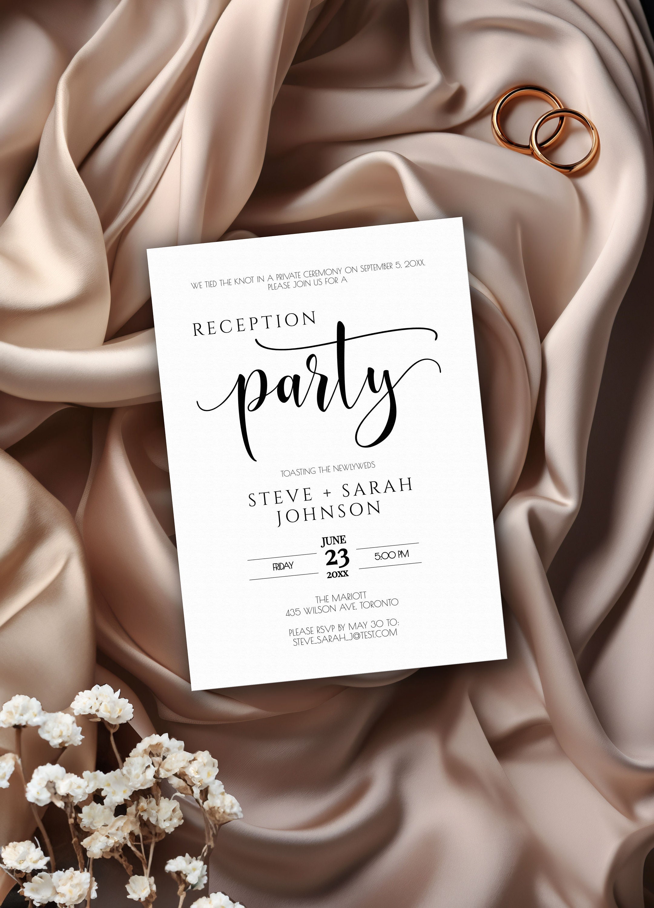 Wedding Reception Only Invitations Printable Elopement After Party ...
