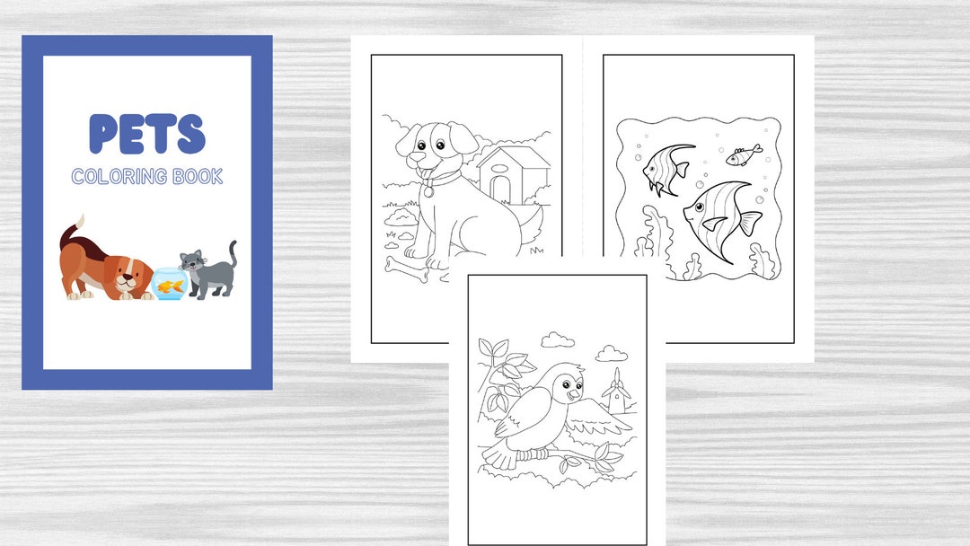 Coloring Pages for Kids, Pet Animals, Kids Coloring Pages, Instant ...