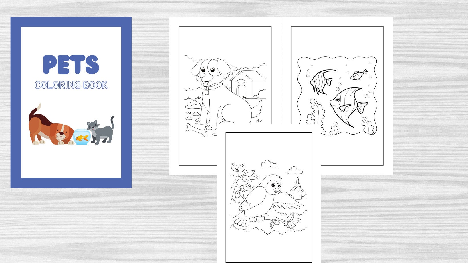 Coloring Pages for Kids, Pet Animals, Kids Coloring Pages, Instant ...