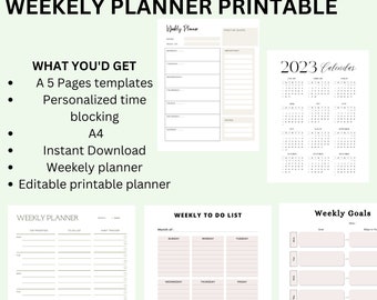 Editable Weekly Planner Printable Personal Planner Inserts, Weekly ...