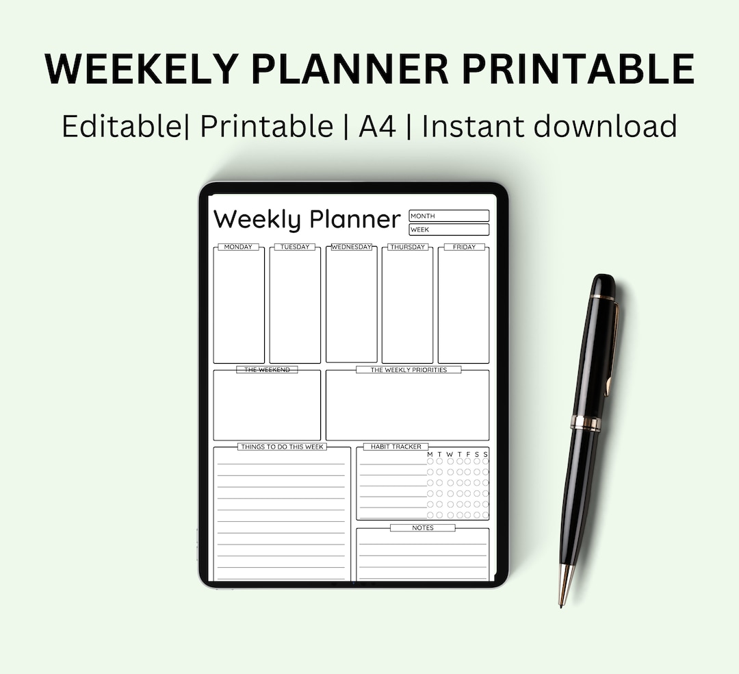 Weekly Planner Printable Personal Planner Inserts, Weekly Schedule ...