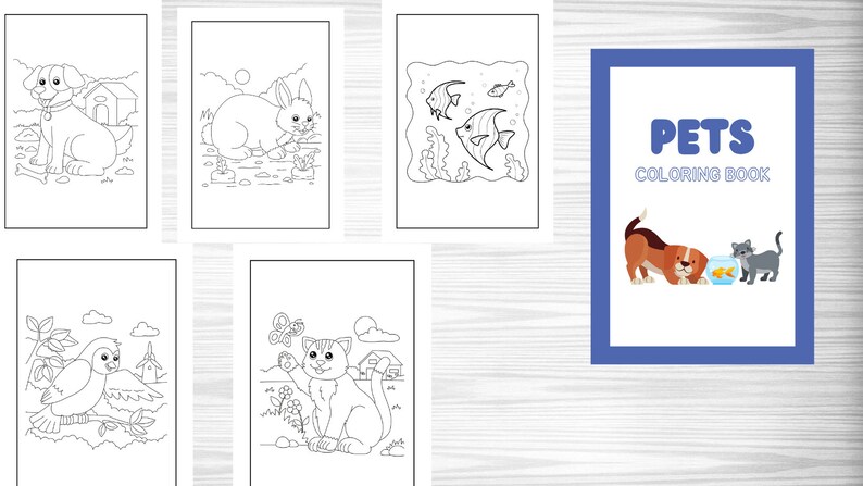 Coloring Pages for Kids, Pet Animals, Kids Coloring Pages, Instant ...