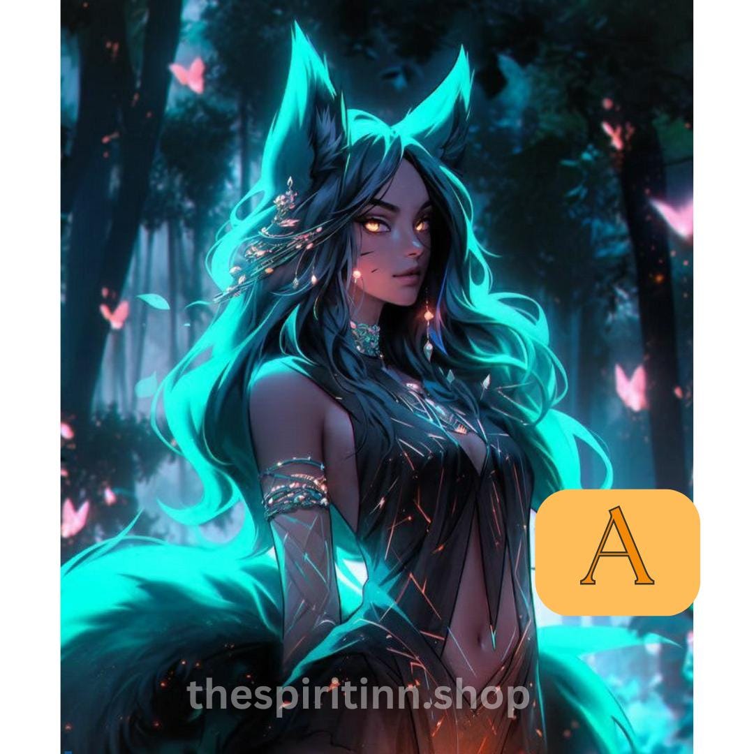 Zenko Kitsune Spirit Companion Mystic Foxfire Guidance Nine-tailed Wisdom and Transformation ...