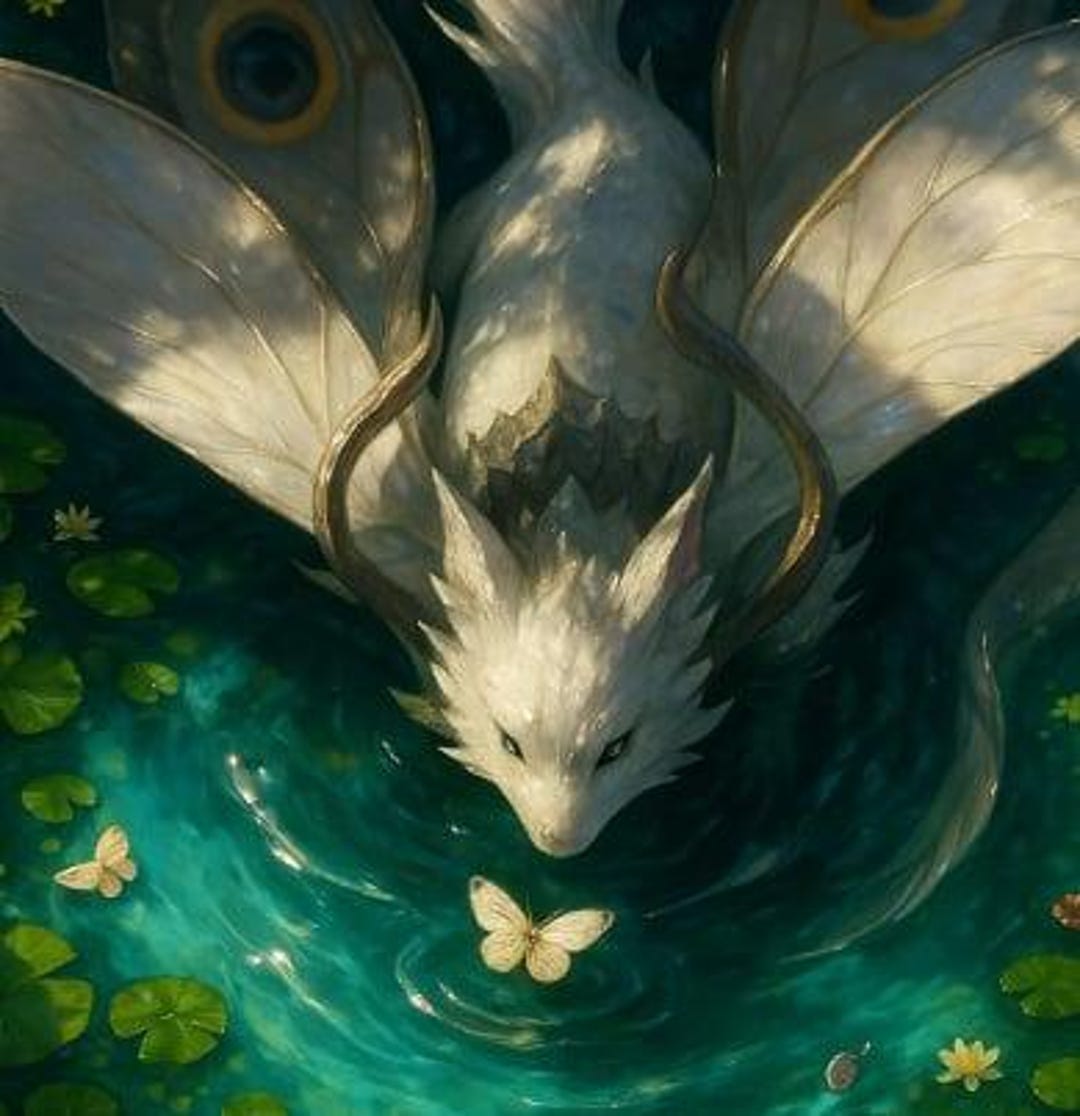 V - Moonlily Moth Dragon Familiar for Calm, Intuition & Dream Guidance ...